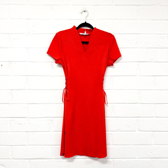 Dresses | Misook Red Waist Tie Dress | Poshmark